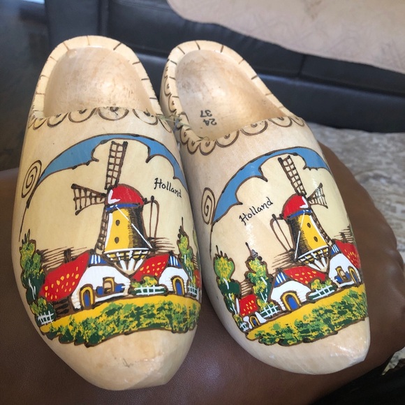 Art | Holland Wooden Clogs With Windmill Design | Poshmark